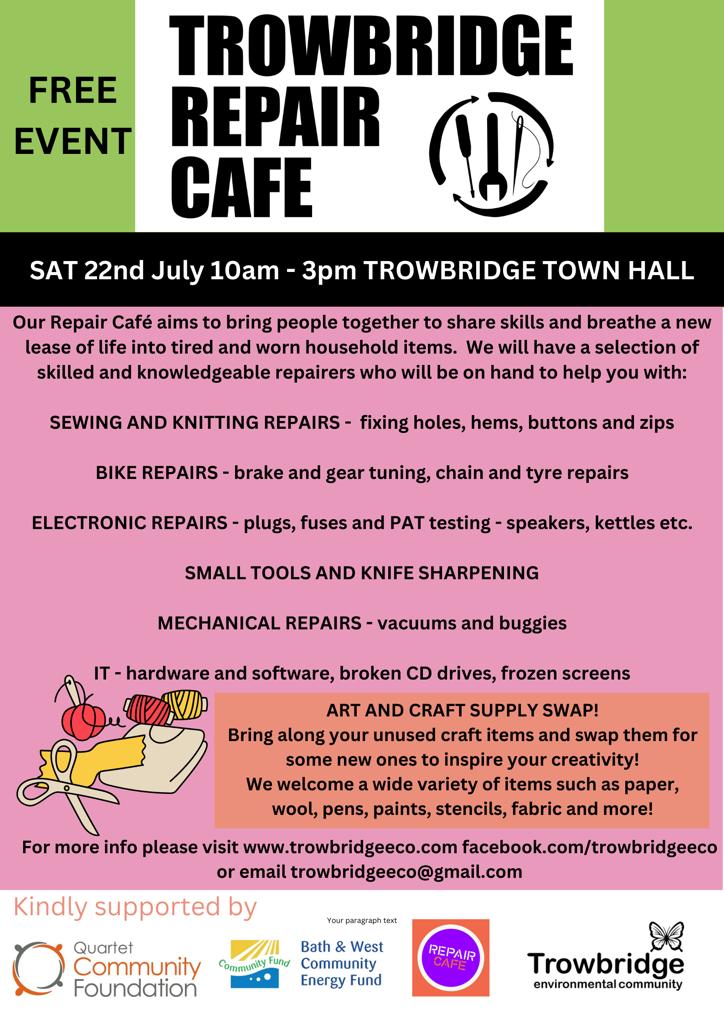 July Repair Cafe – Trowbridge Environmental Community